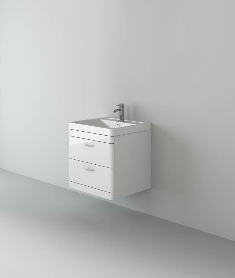 Apollo 600 Wall Hung Unit and ceramic Basin White — UK-Plastics