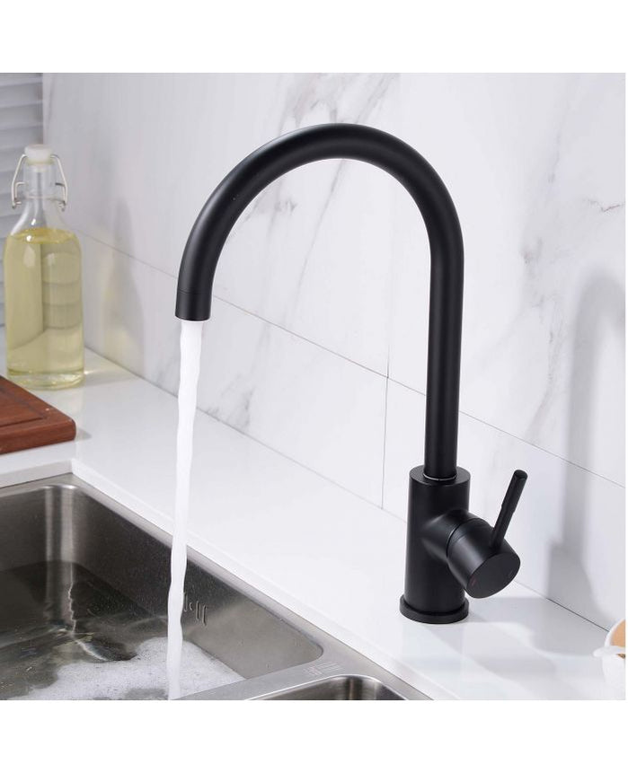 Kitchen Single Lever Mixer Tap with Diffuser 360 Swivel Matte Black Ma ...